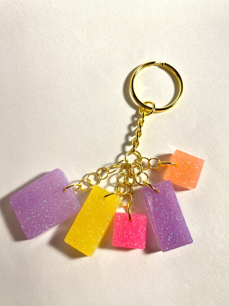 Neon Glitter Pastel Rainbow Charm Keychain - Etsy