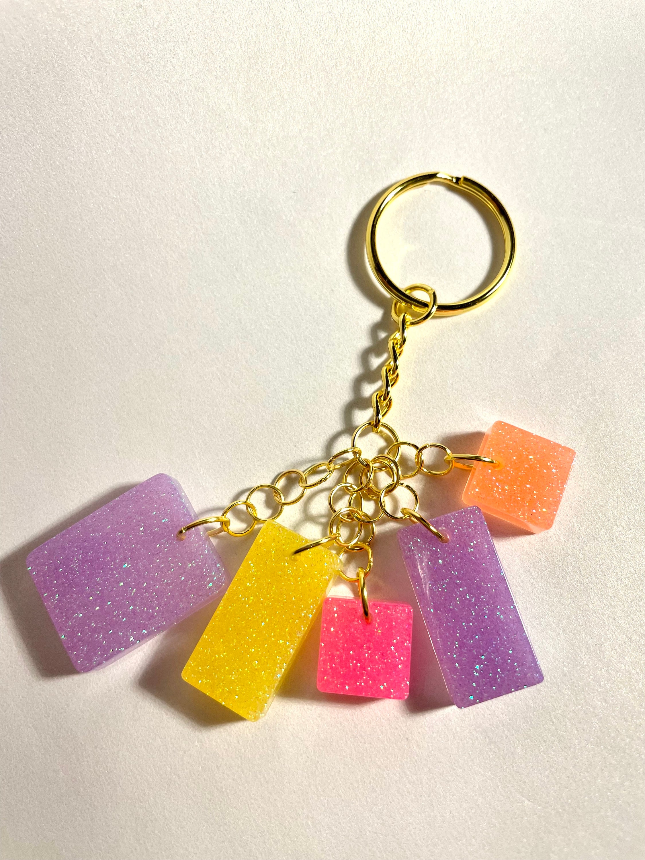 Neon Glitter Pastel Rainbow Charm Keychain - Etsy