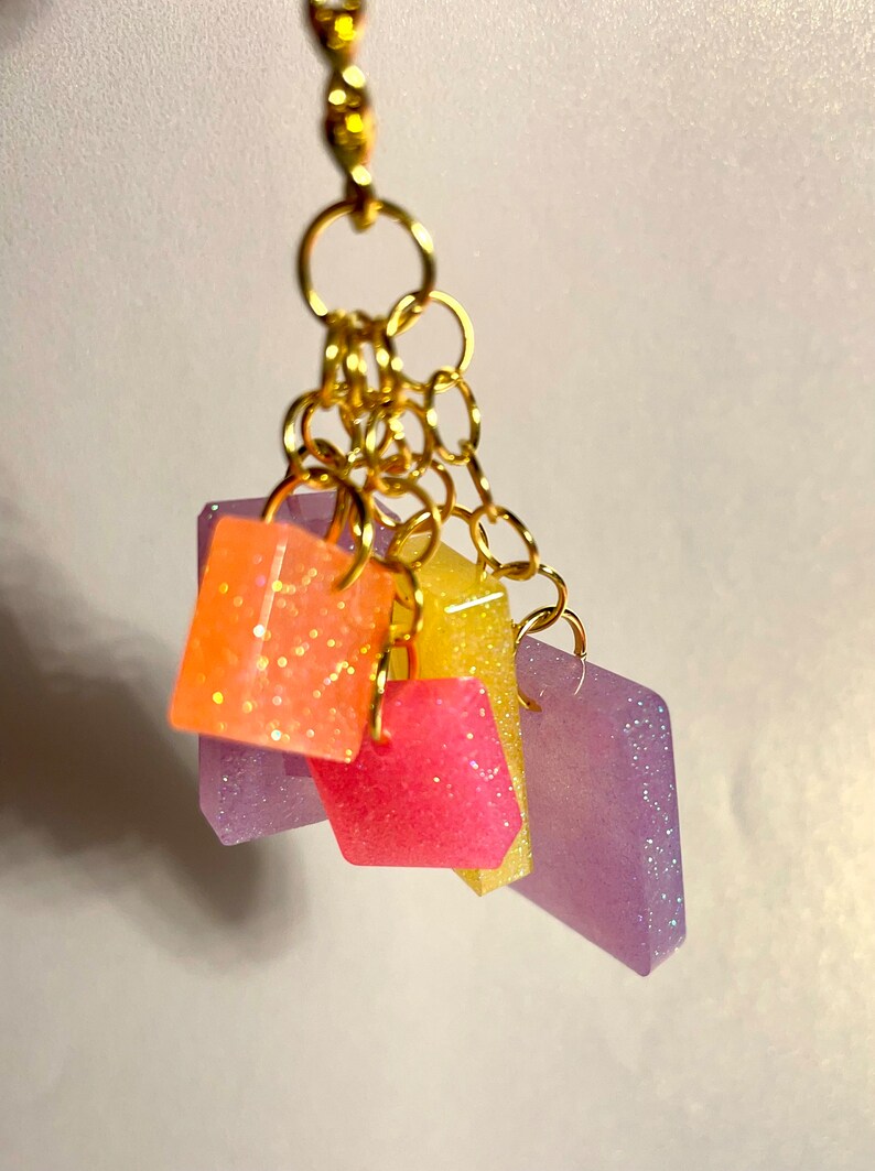 Neon Glitter Pastel Rainbow Charm Keychain - Etsy