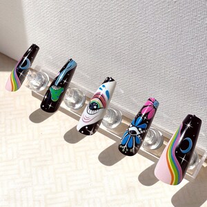Trippy Coffin Shaped Press on Nails - Etsy