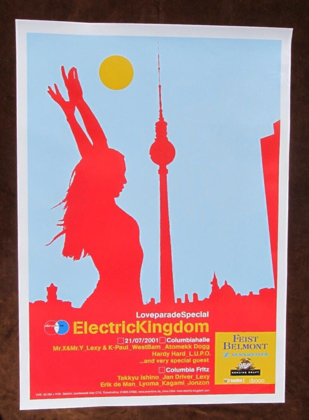 Very Large Love Parade Original Poster ... Electric Kingdom ... Berlin ...