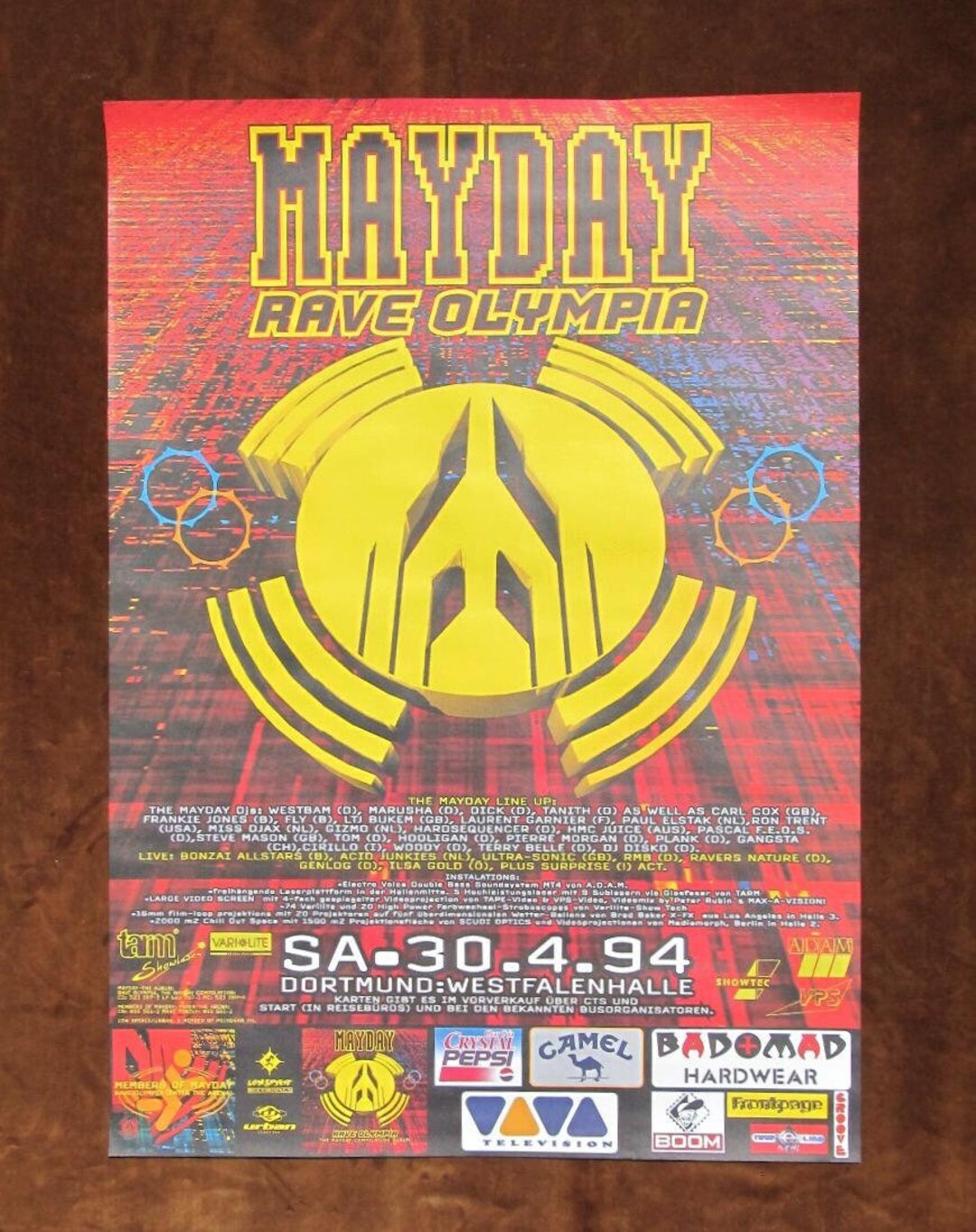 Very Large Mayday Sonic Empire Poster ... Rave Olympia ... 1994. - Etsy