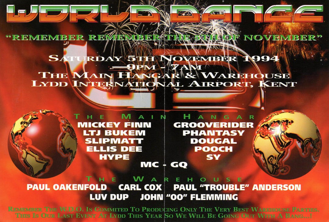 UK PARTY FLYER ... World Dance ... 1994 ... Original ... - Etsy