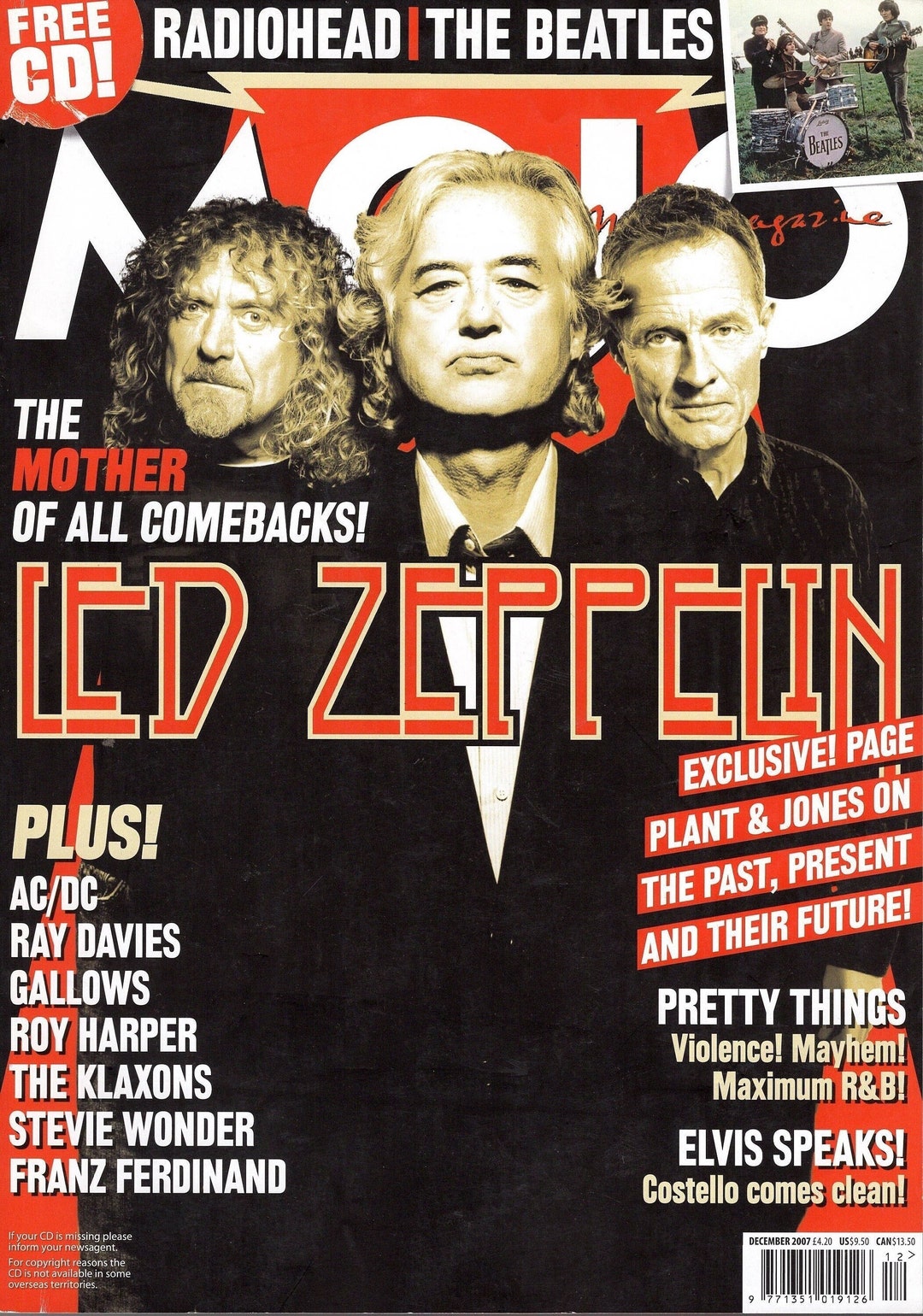 Mojo, the Music Magazine ... Led Zeppelin, PLUS CD - December, 2007. - Etsy