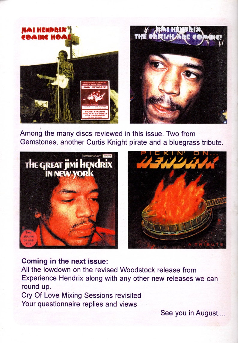 Jimpress, Issue 63, June 1999 Jimi Hendrix Release & Collector News. - Etsy