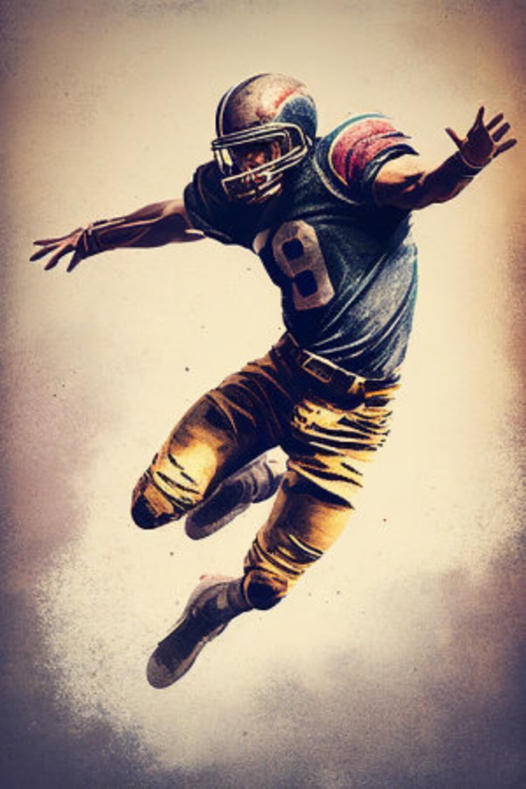 Football Player Digital Download Poster Art - Etsy