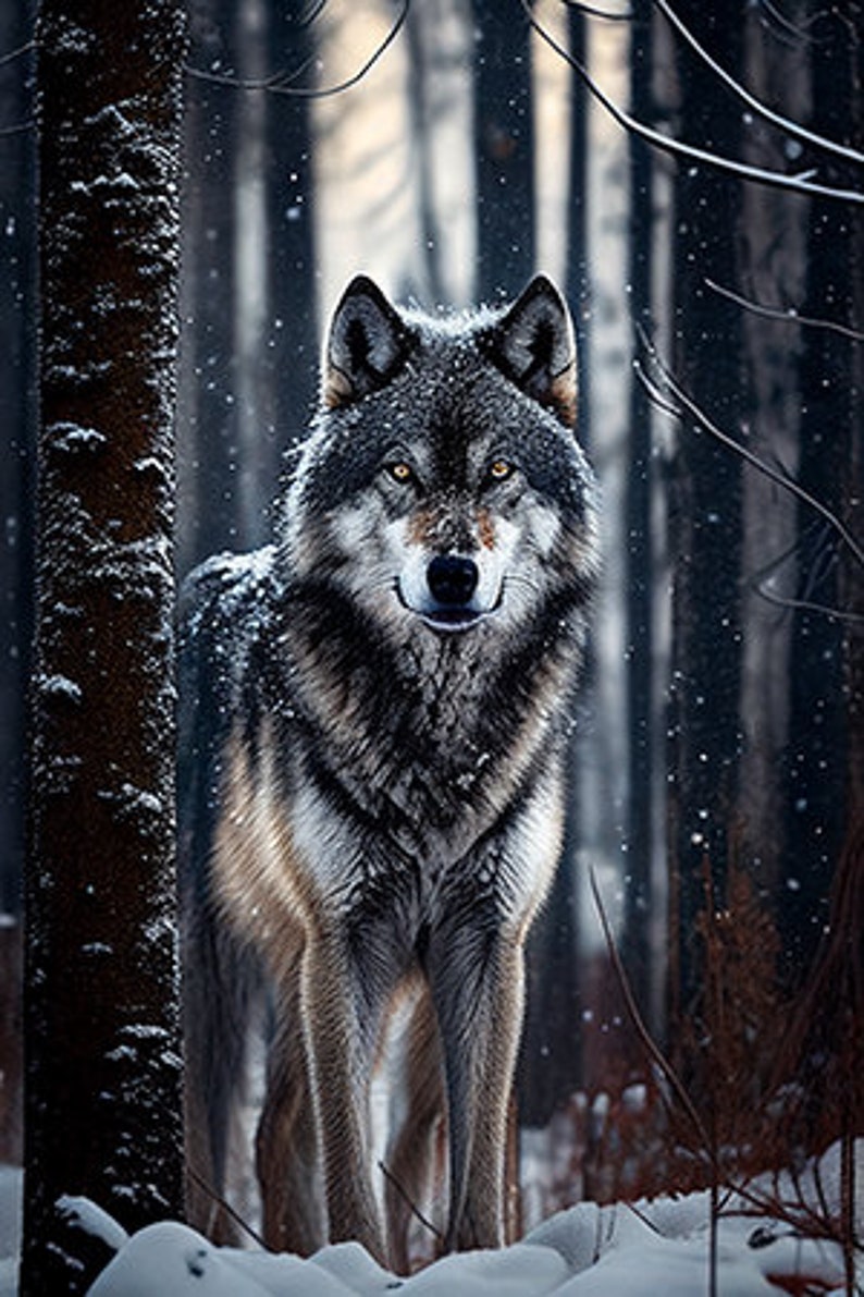 Winter Wolf Digital Download Poster Art - Etsy