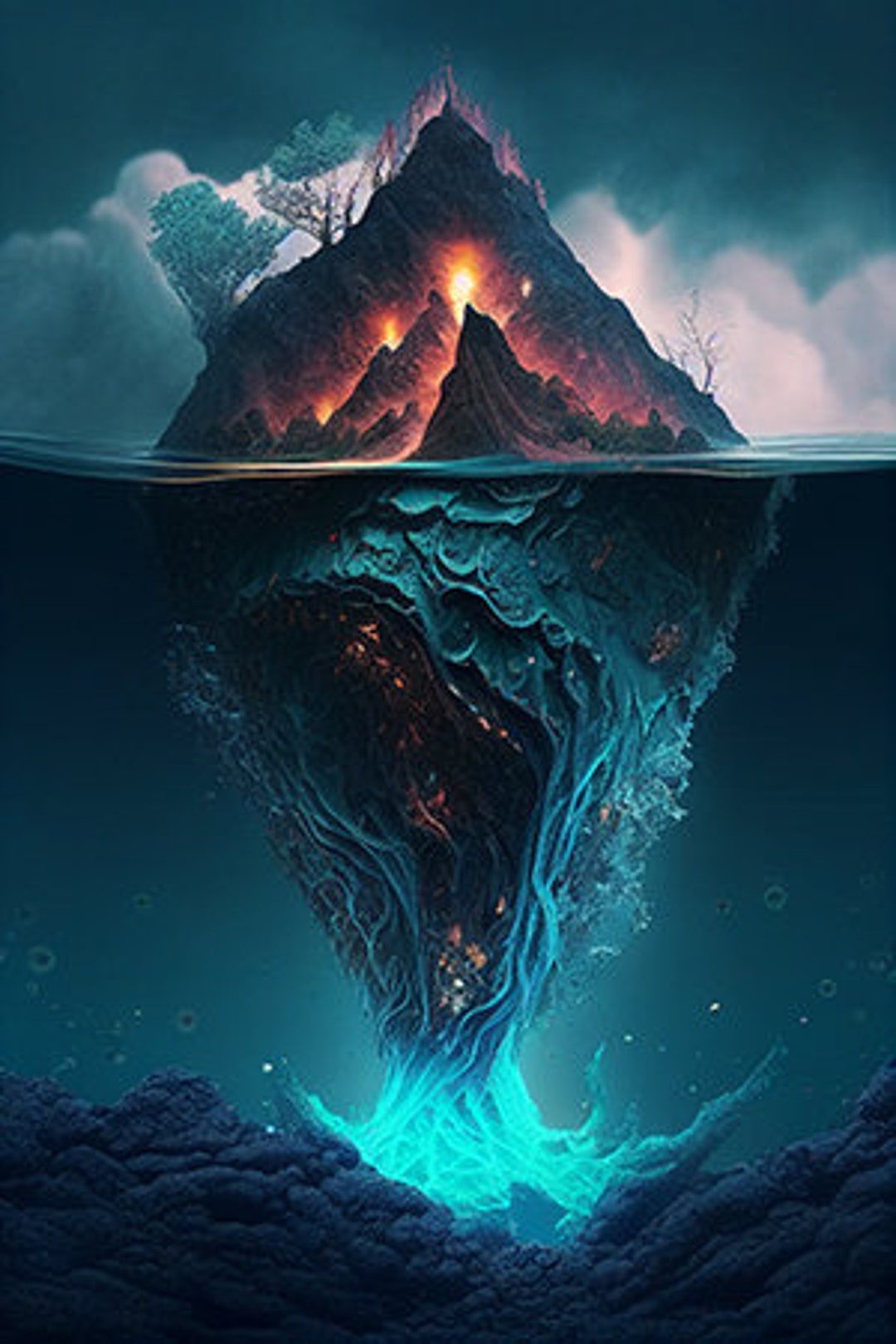 Volcano Digital Download Poster Art - Etsy