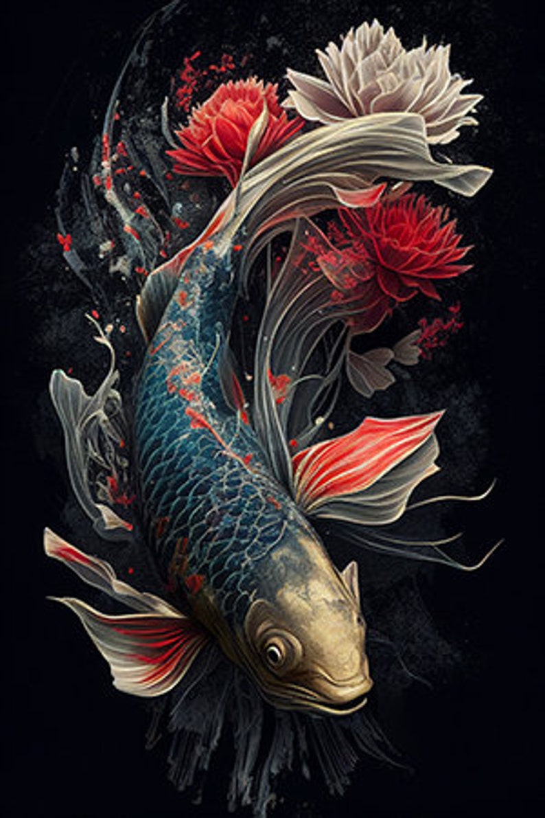 Koi Fish Digital Download Poster Art - Etsy