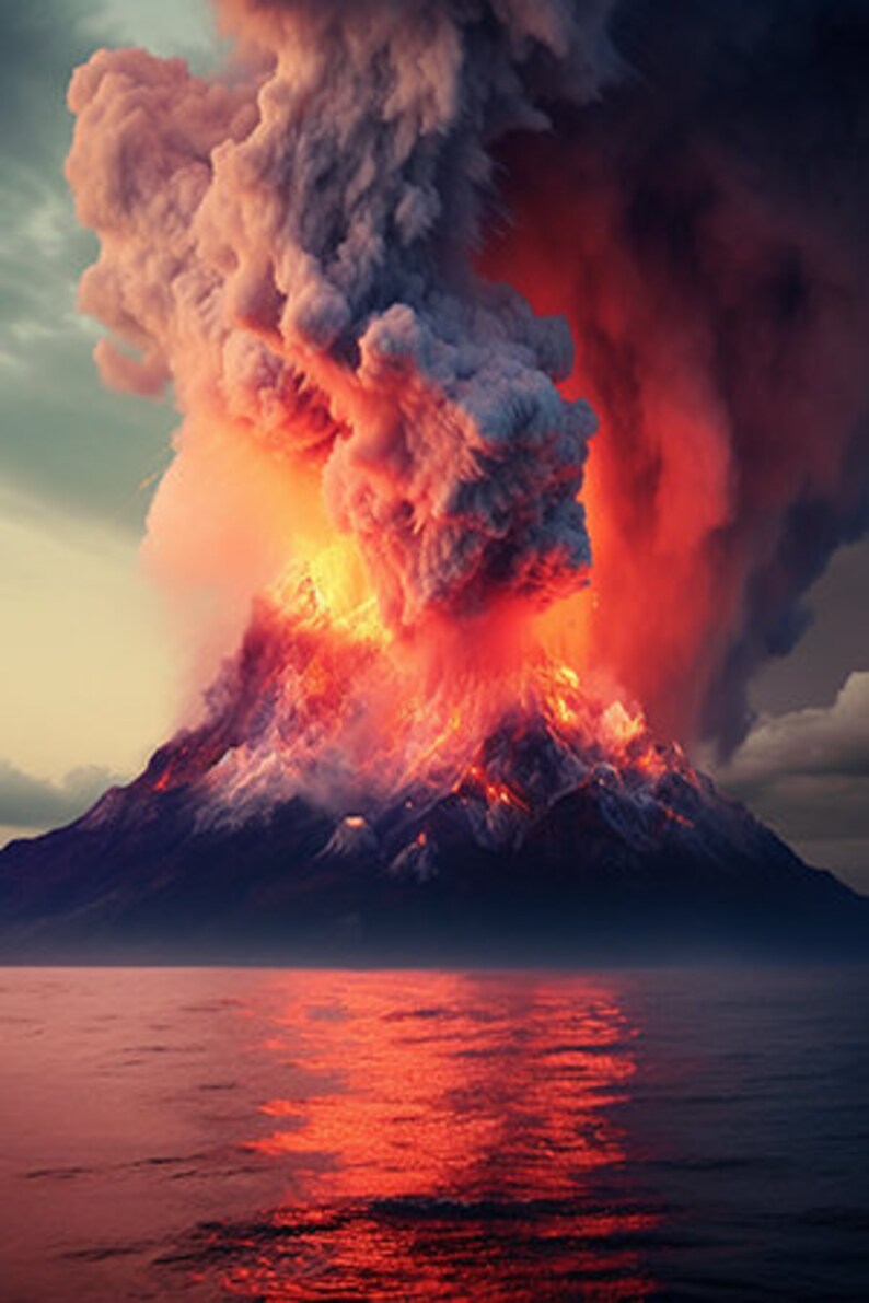 Oceanic Volcanic Eruption Digital Download Poster Art - Etsy