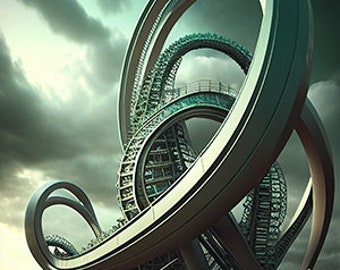 Retro Wall Art Roller Coaster Wall Decor Digital Download Print ...