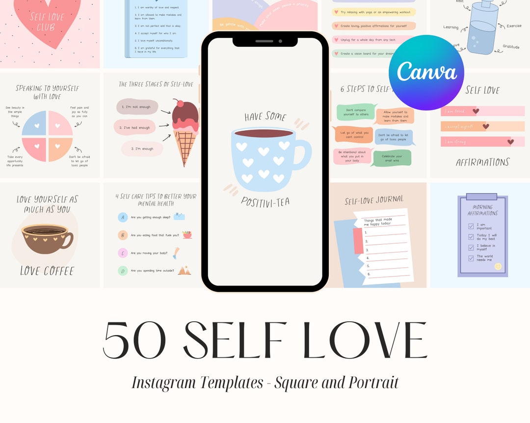 Self Love, Mental Health, Therapy Instagram Post Canva Templates ...