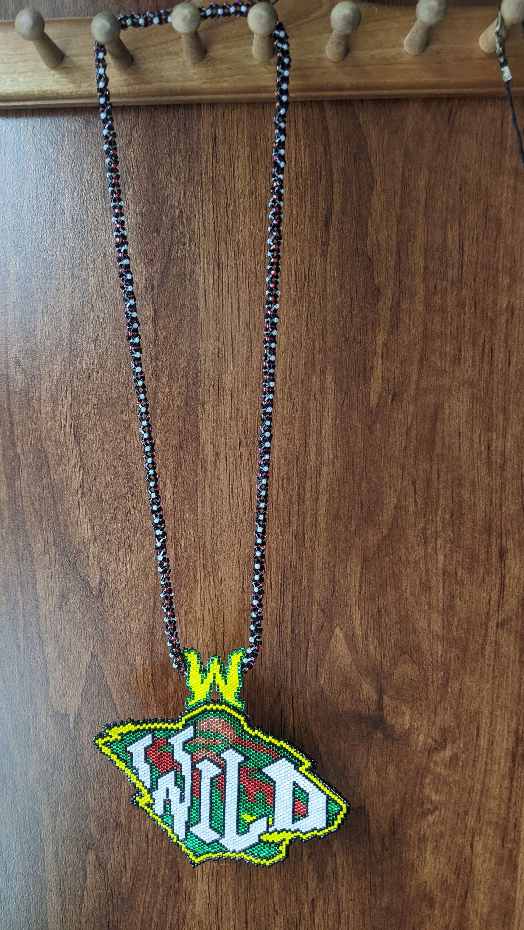 Mn Wild Hockey Double Sided Pendant Medallion Beaded Necklace - Etsy
