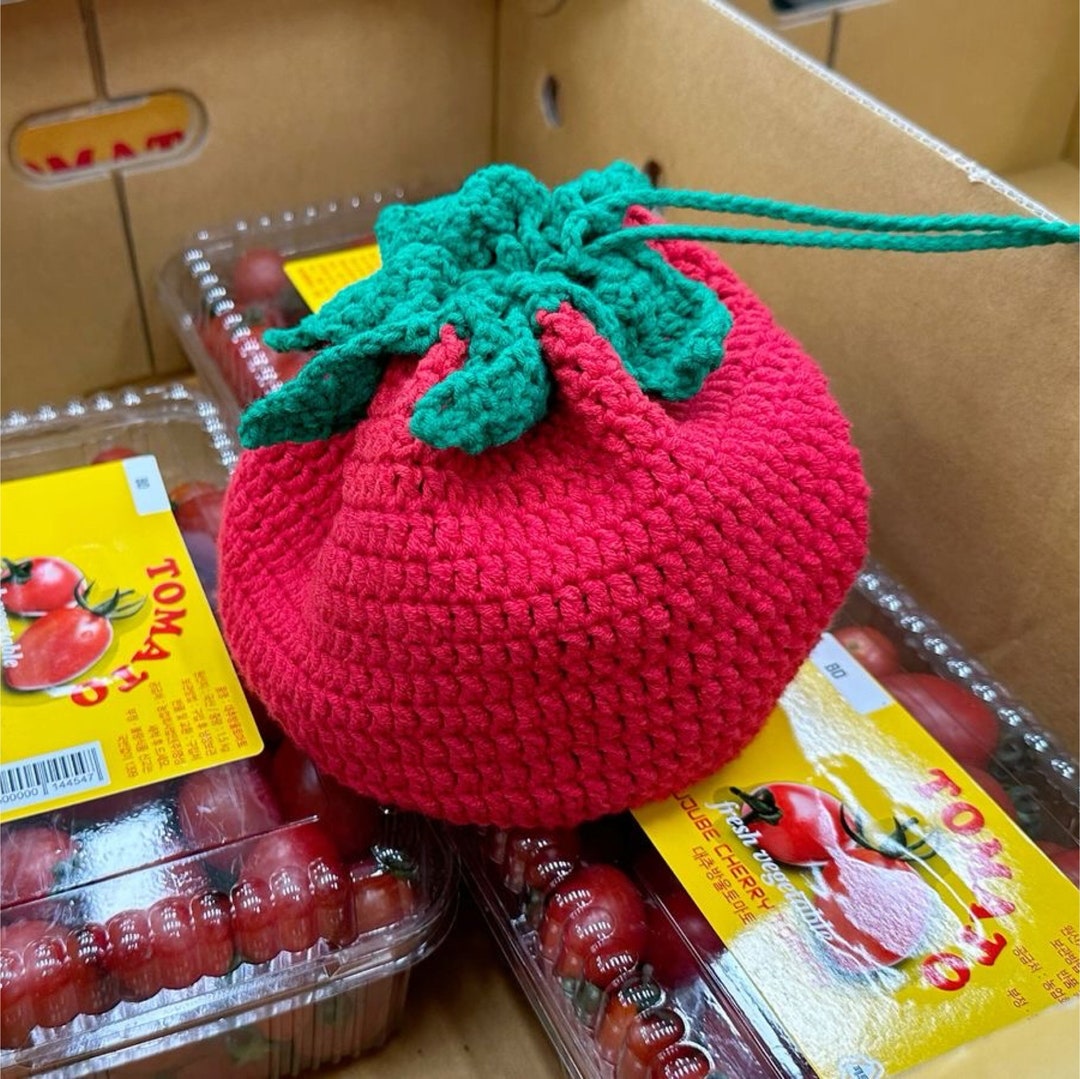 Crochet Pattern Bag Pouch Drawstring Fruit Tomato Bag - Etsy