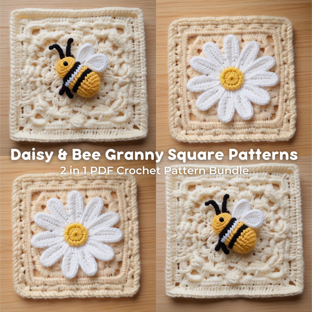 Daisy & Bumble Bee Granny Square Crochet Pattern Bundle english/us ...