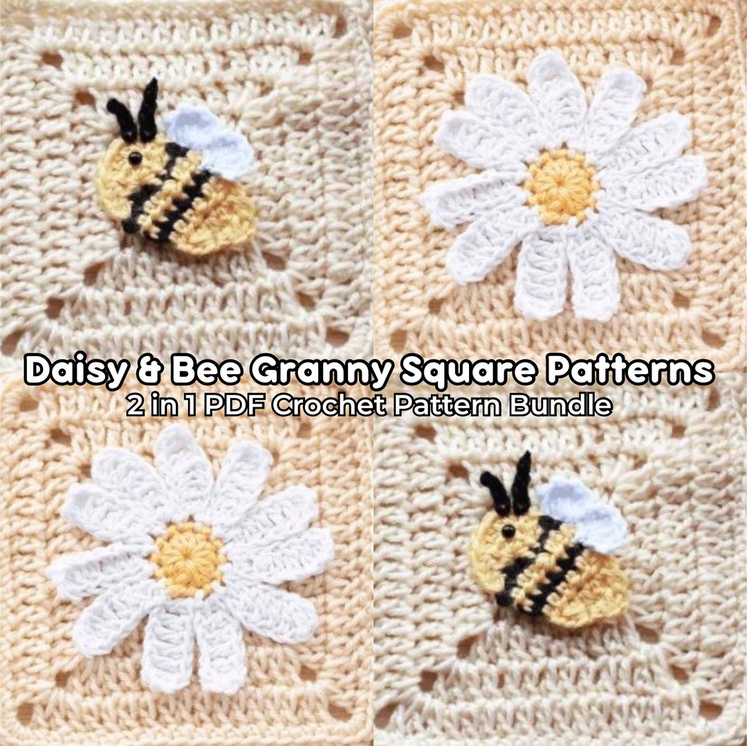 Daisy & Bumble Bee Granny Square Crochet Pattern Bundle english/us ...