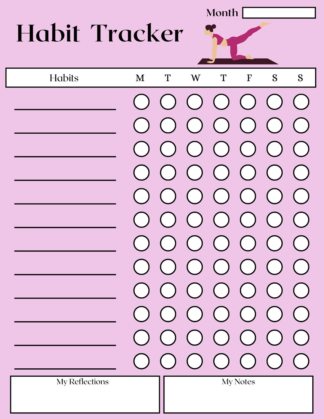 Self Improvement Habit Tracker, Downloadable Habit Tracker Spreadsheet ...
