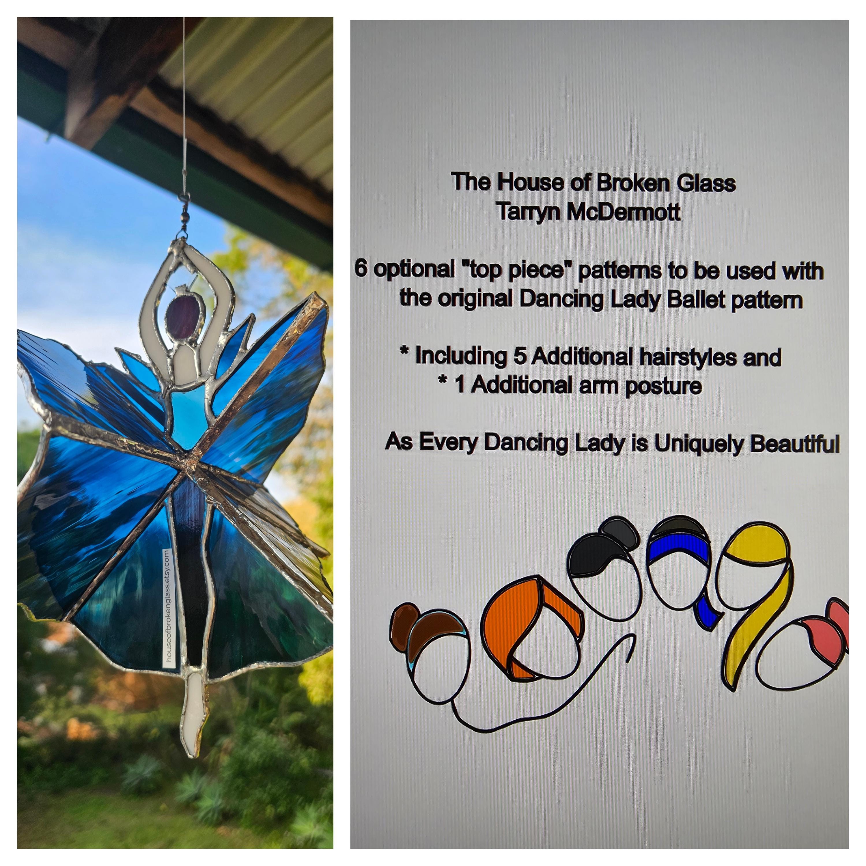 2 Set COMBO - Dancing Lady Pattern for Stained Glass Spinner Ballet and ...