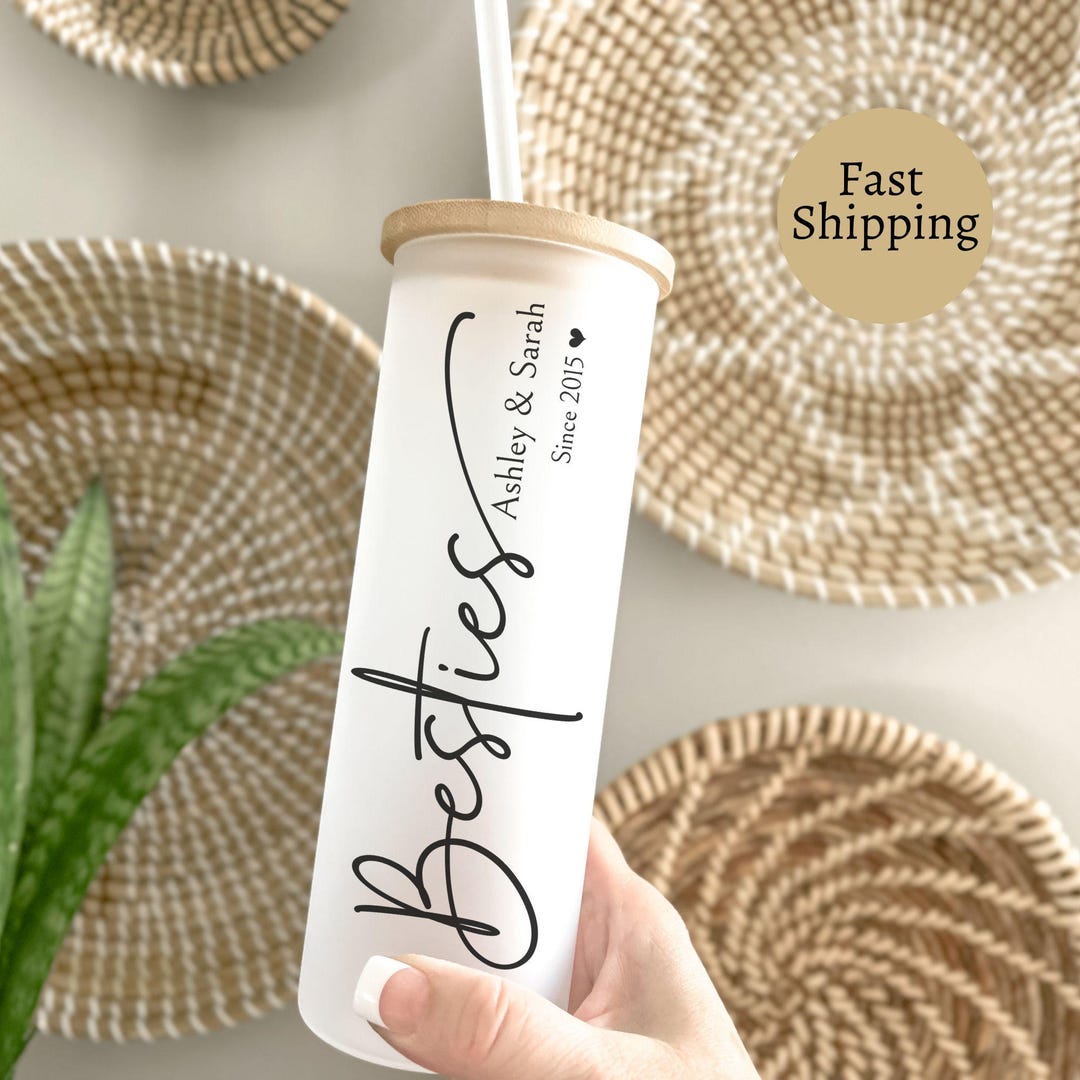 Personalized Best Friend Iced Coffee Glass Cup With Est Date, 20oz ...