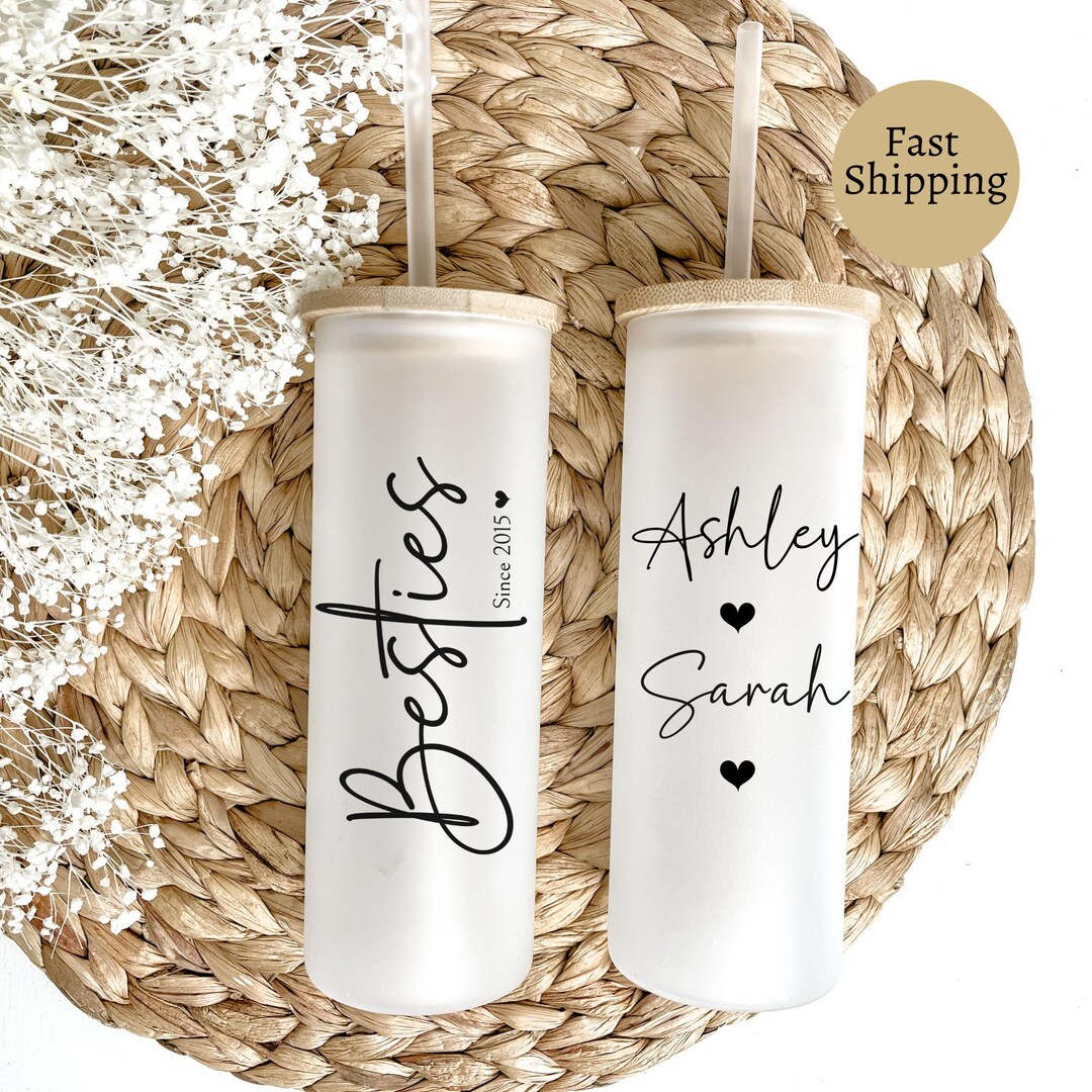 Personalized Best Friend Iced Coffee Glass Cup With Names, 20oz Custom ...