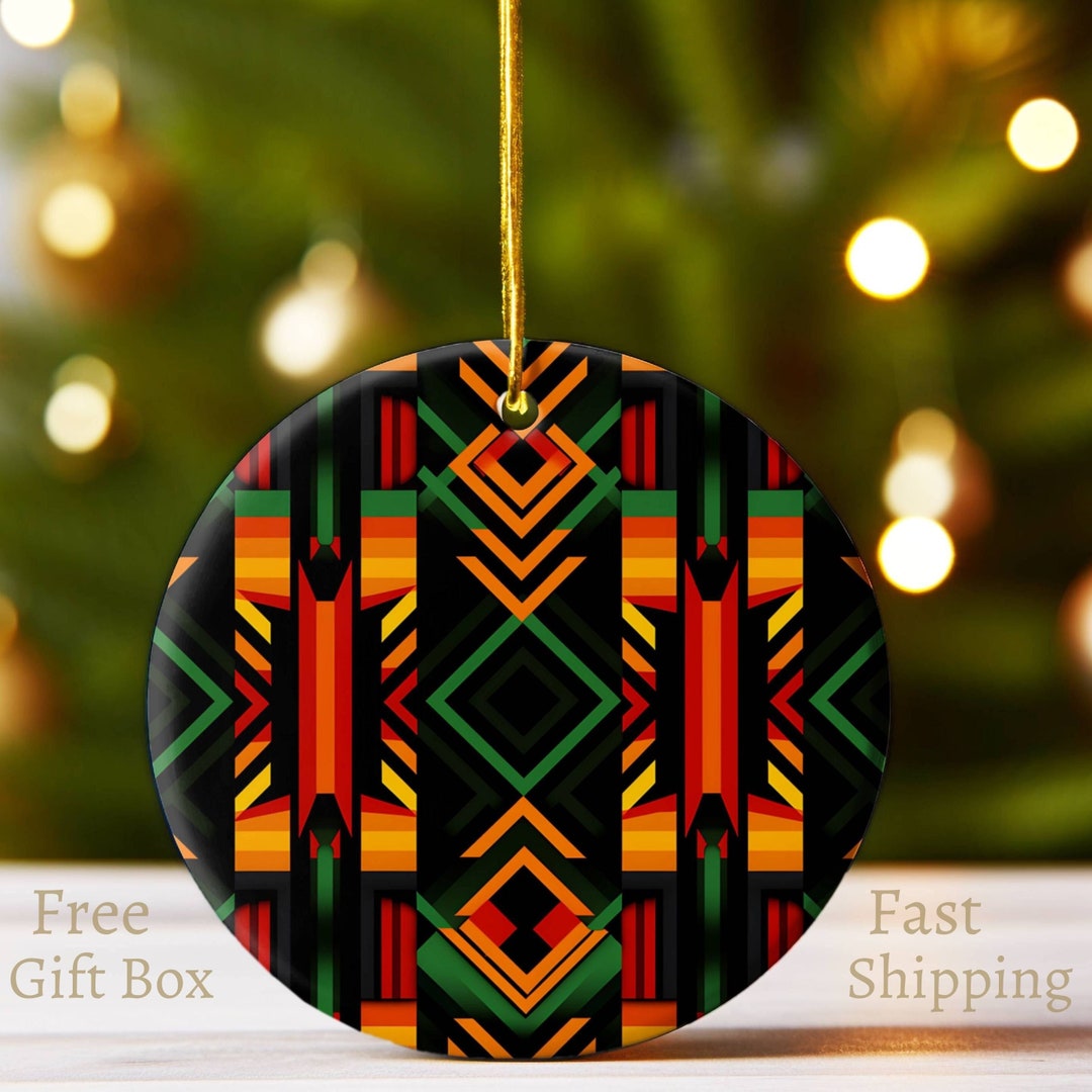 Happy Kwanzaa African Print Ornament, African American Christmas ...