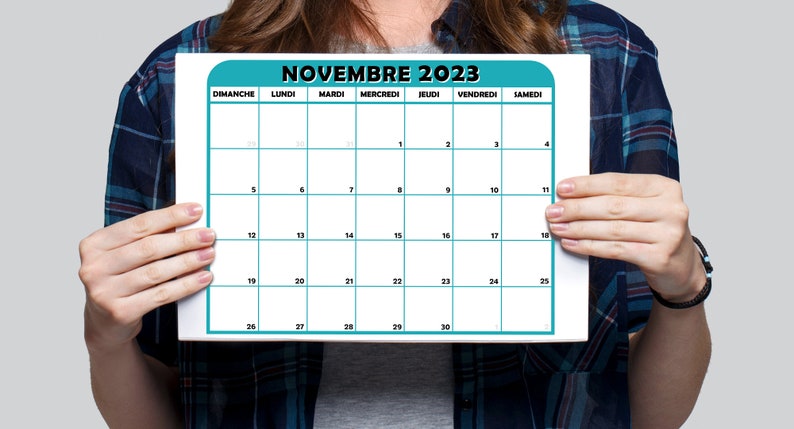 Calendrier 2023 - Turquoise - Francais - Etsy