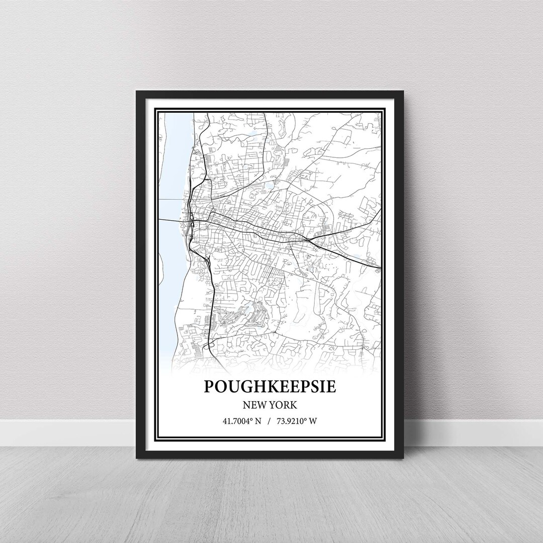 Poughkeepsie New York Map Poster – Black and White Map Print, Canvas ...