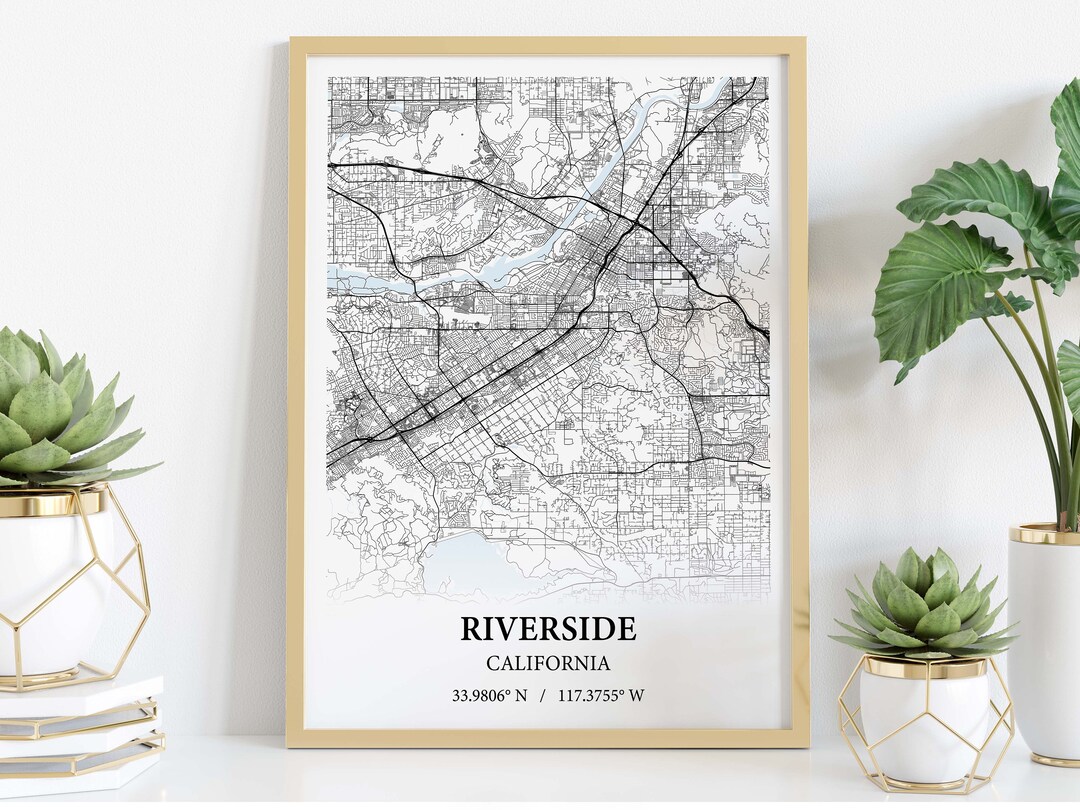 Riverside California City Map Poster Print Canvas , Riverside City Map ...