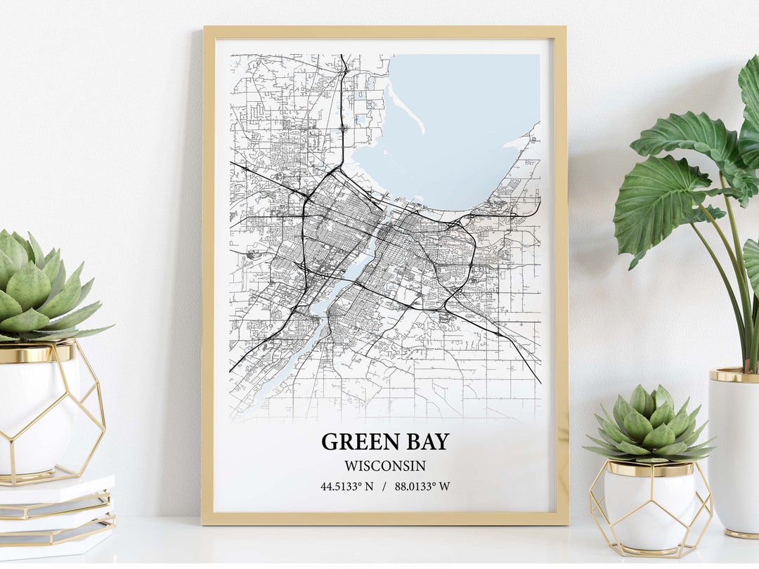 Green Bay Wisconsin City Map Poster Print Canvas , Green Bay City Road ...