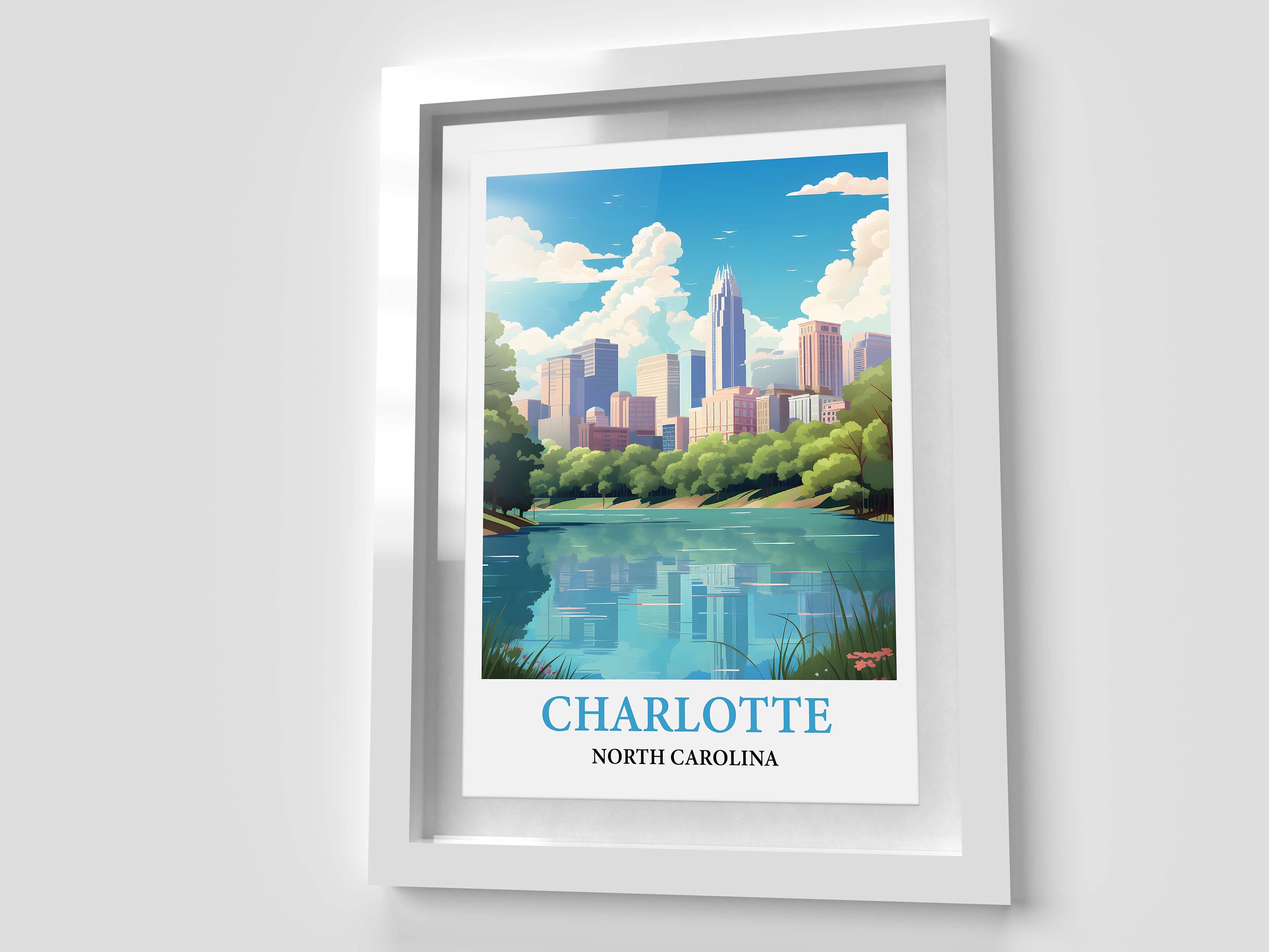 Charlotte North Carolina City Map Poster Charlotte Skyline Art Print ...