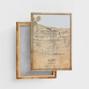 Gary, Indiana Map Poster – Street & Road Map, Gray Vintage, Modern ...
