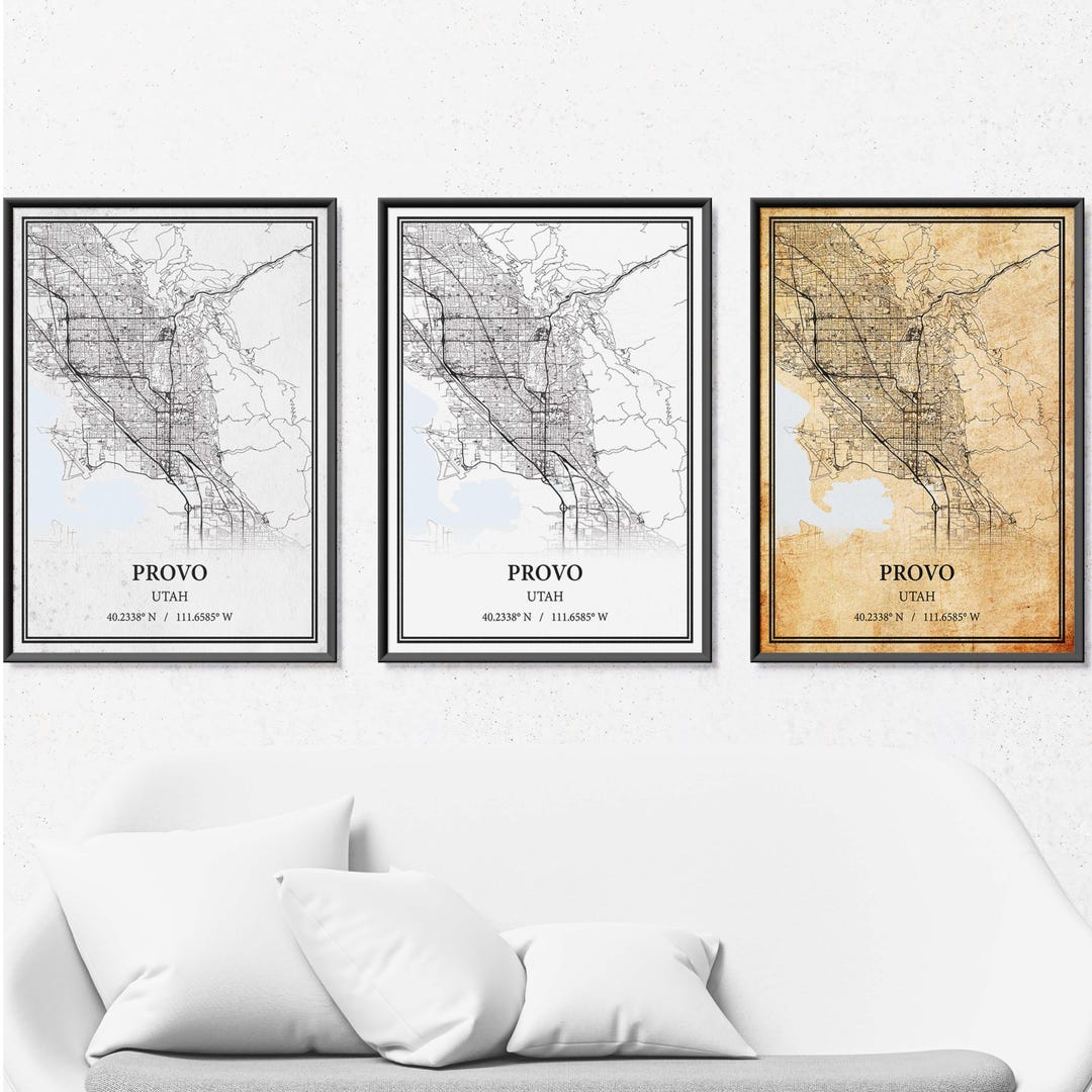 Provo Utah Map Poster Gray Vintage, Modern Minimalist, or Vintage ...