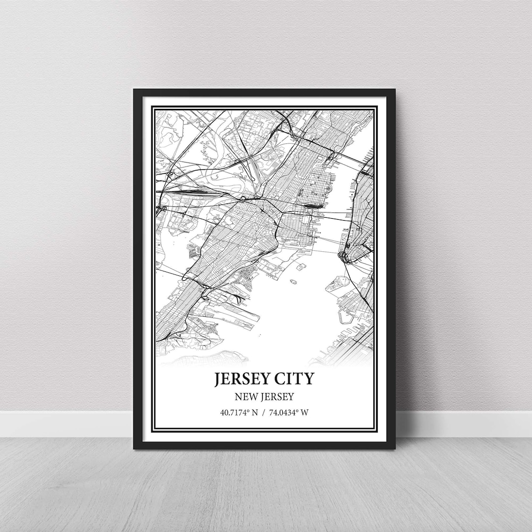Jersey City New Jersey Map Print: Modern, Vintage, or Minimalist Styles ...