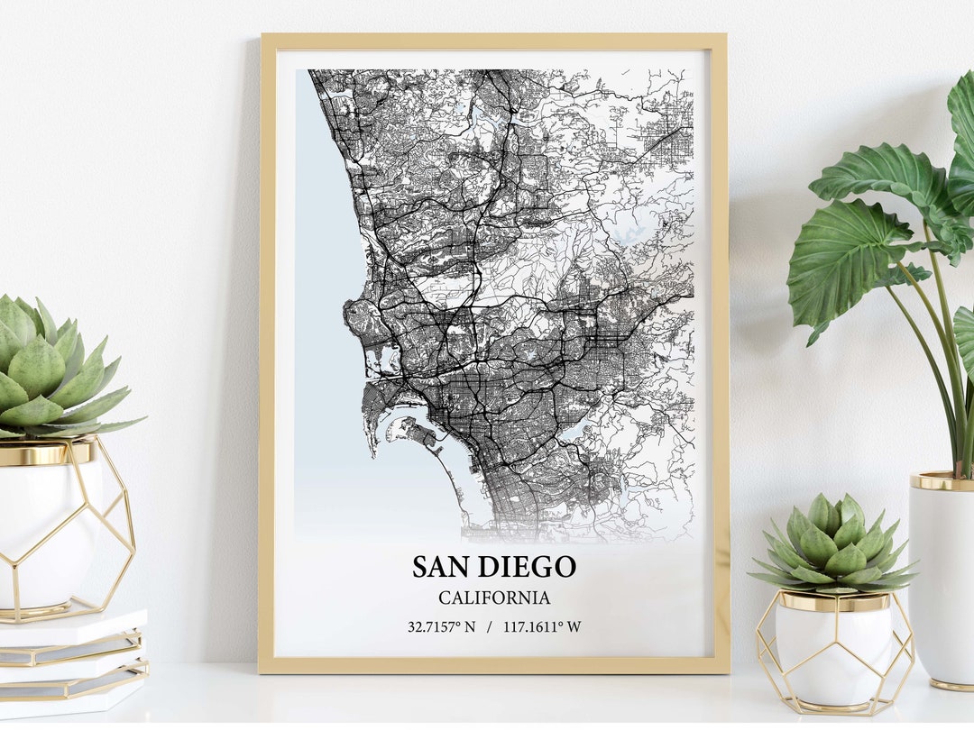 San Diego California City Map Poster Print Canvas , San Diego City Map ...