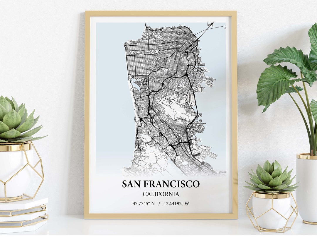 San Francisco California City Map Poster Print Canvas , San Francisco ...