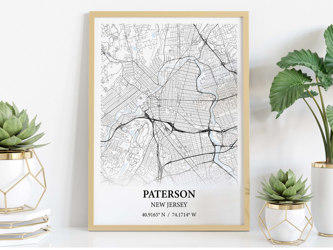 Paterson New Jersey City Map Poster Print Canvas , Paterson City Map ...