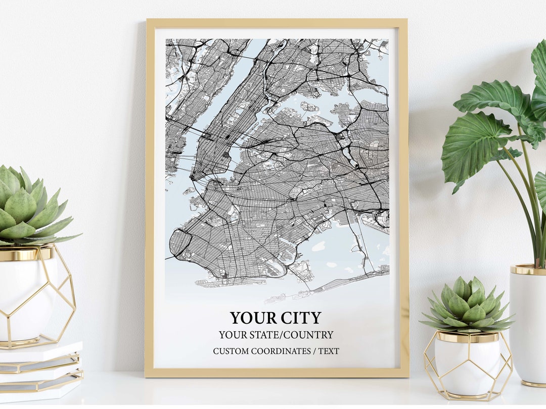 Custom City Map Poster Canvas - Personalized City Map - Unique Home ...