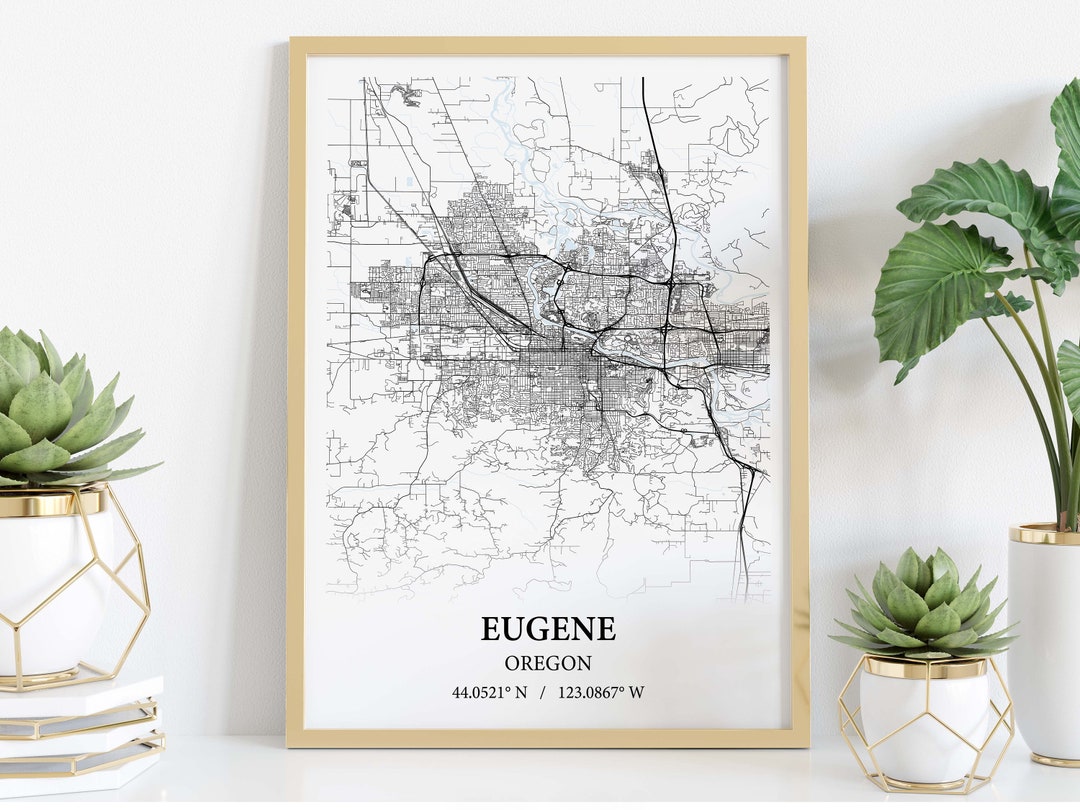 Eugene Oregon City Map Poster Print Canvas , Eugene City Road Map ...