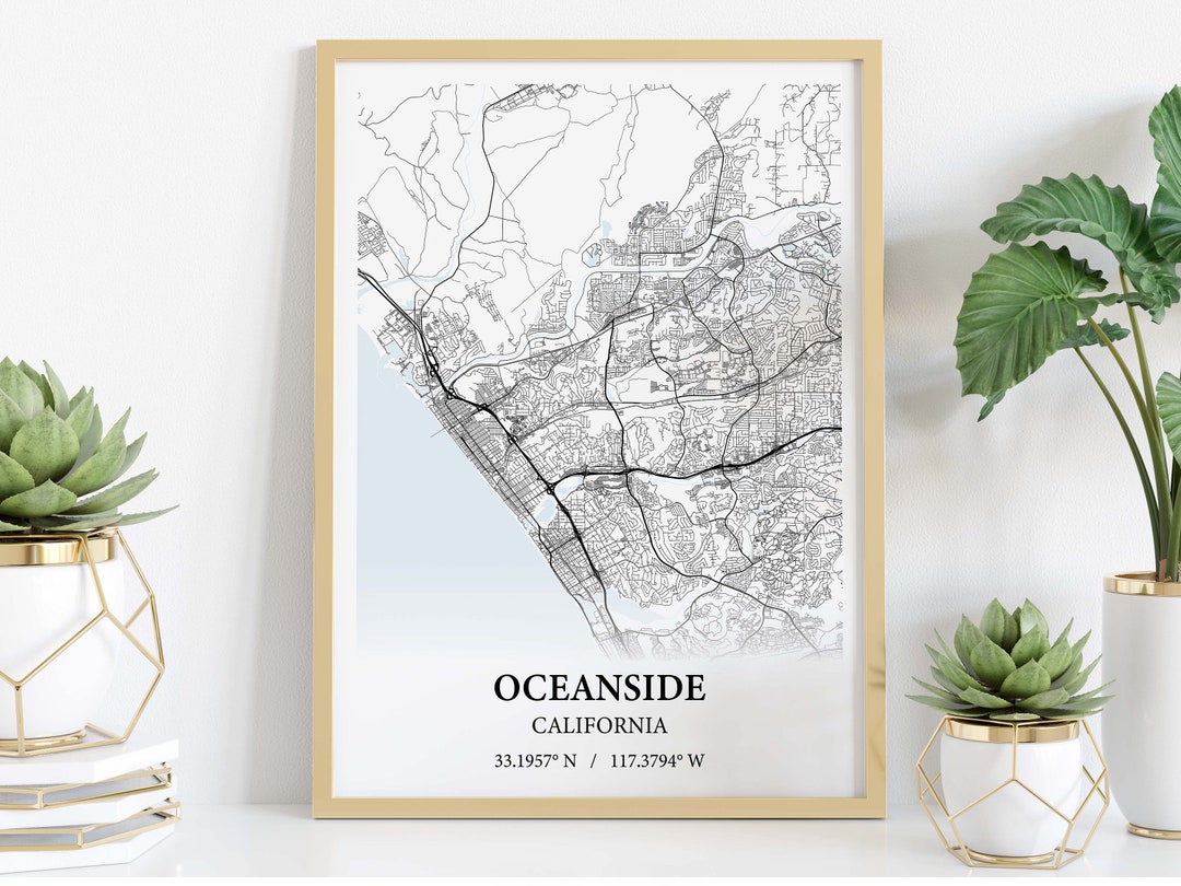 Oceanside California City Map Poster Print Canvas , Oceanside City Map ...
