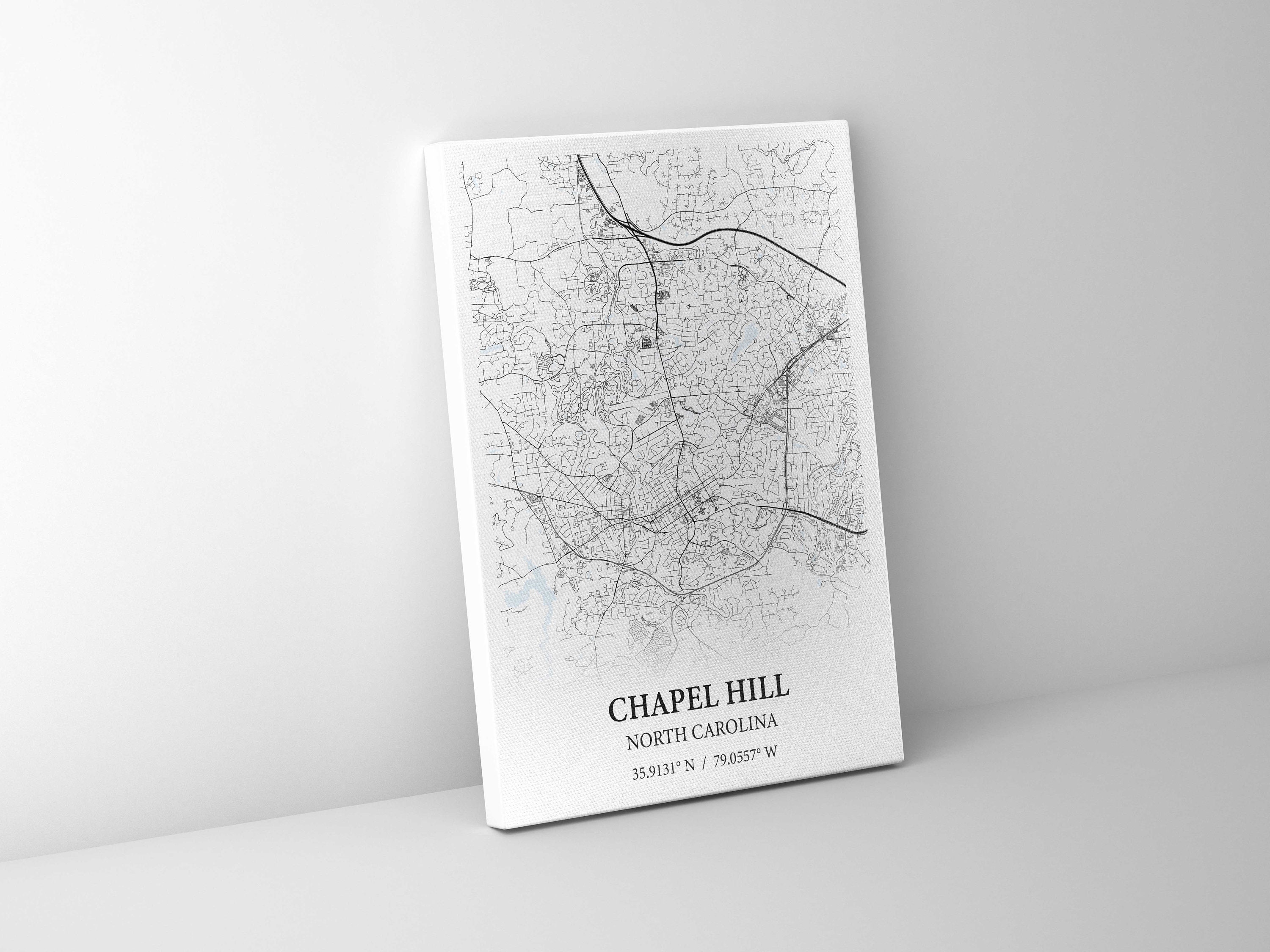 Chapel Hill North Carolina City Map Poster Print Canvas , Chapel Hill ...
