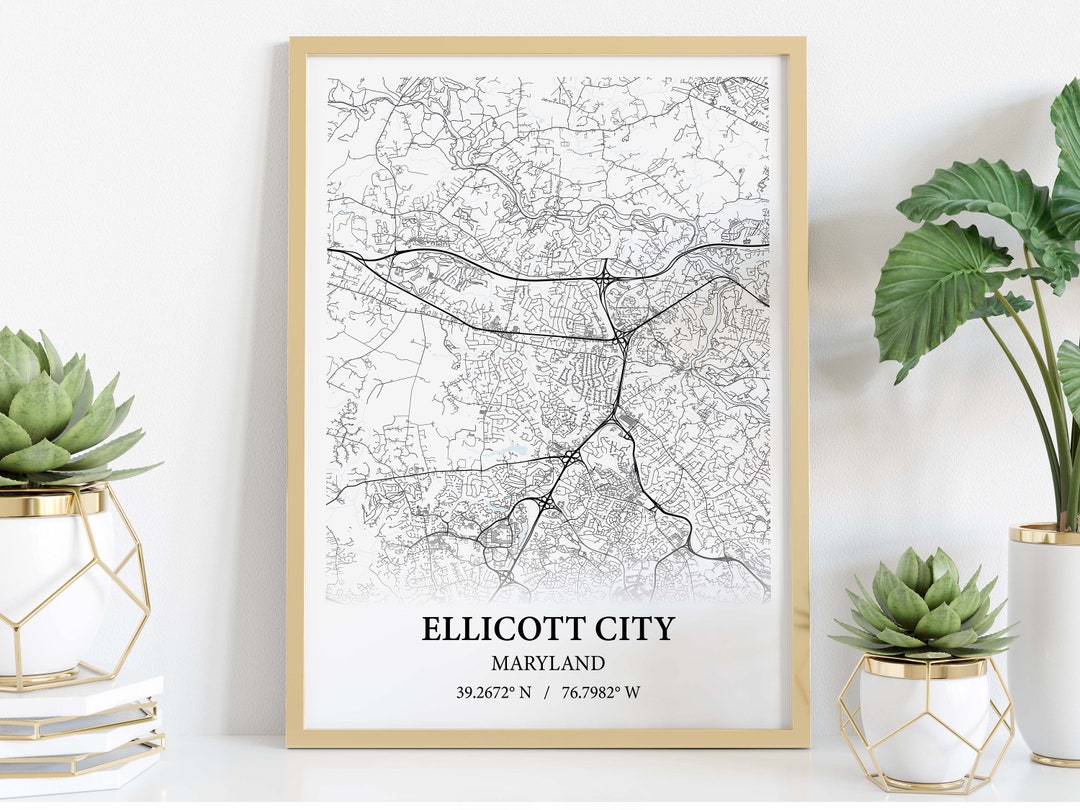 Ellicott City Maryland City Map Poster Print Canvas Ellicott - Etsy