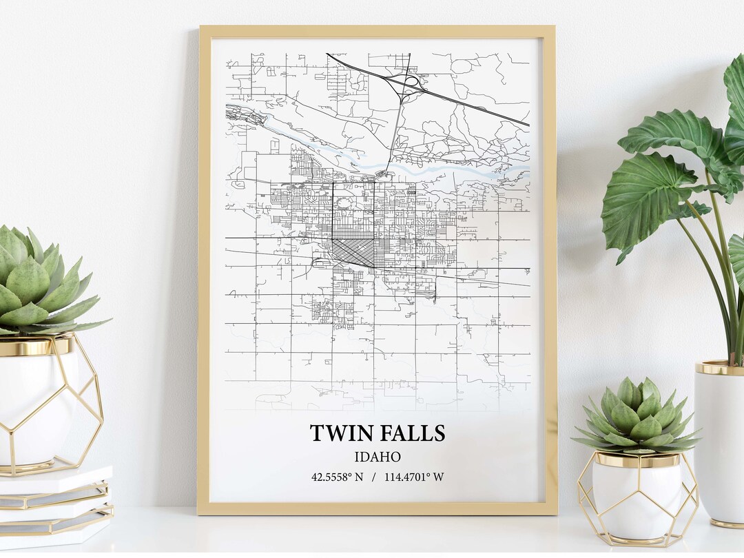Twin Falls City Map Poster Print Canvas Twin Falls Idaho City Map ...