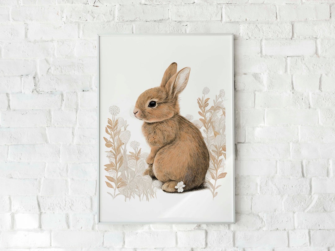Rabbit Baby Poster Print Nursery , Baby Rabbit Wall Art Print , Rabbit ...