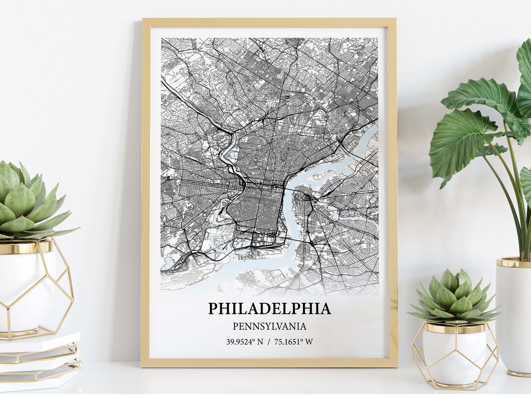 Philadelphia Pennsylvania City Map Poster Print Canvas , Philadelphia ...