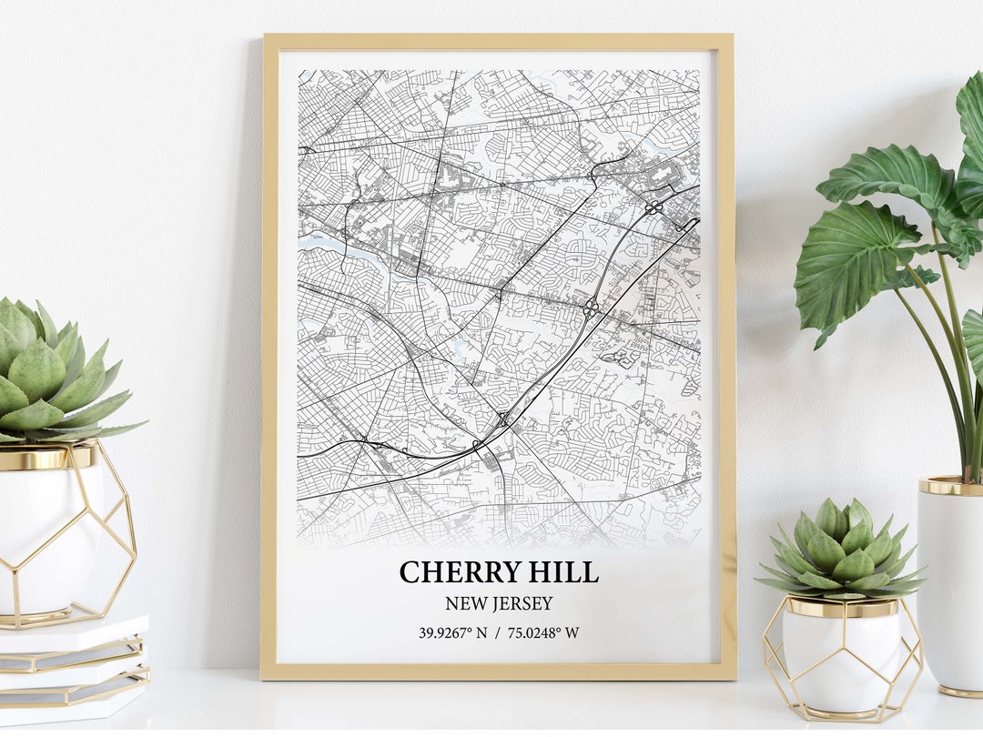 Cherry Hill New Jersey City Map Poster Print Canvas , Cherry Hill City ...