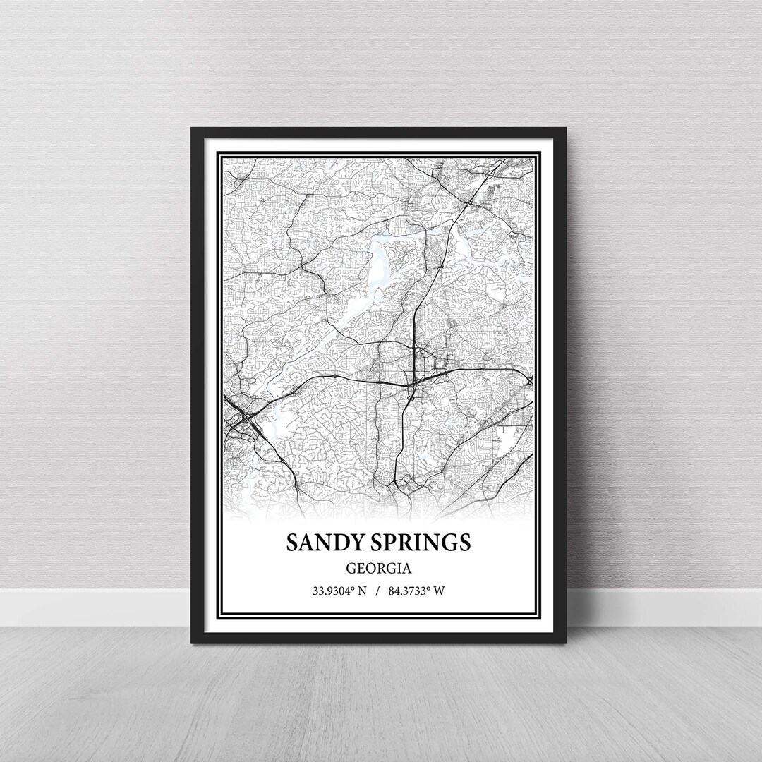 Sandy Springs Georgia Map Poster – Black and White Map Print, Canvas ...