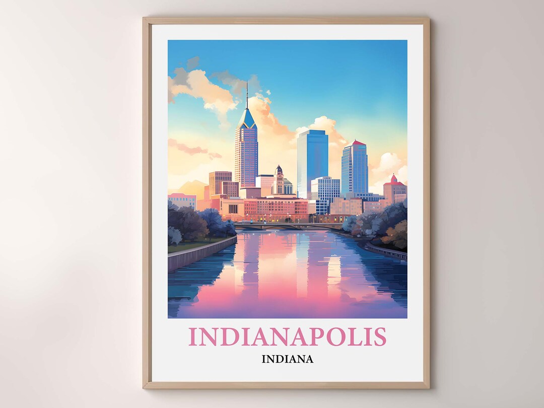 Indianapolis Indiana City Map Poster - Indianapolis Skyline Art Print ...