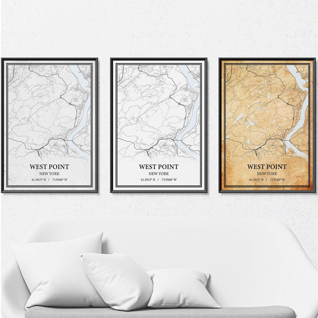 West Point New York Map Poster Print Canvas, Modern or Vintage Road Map ...