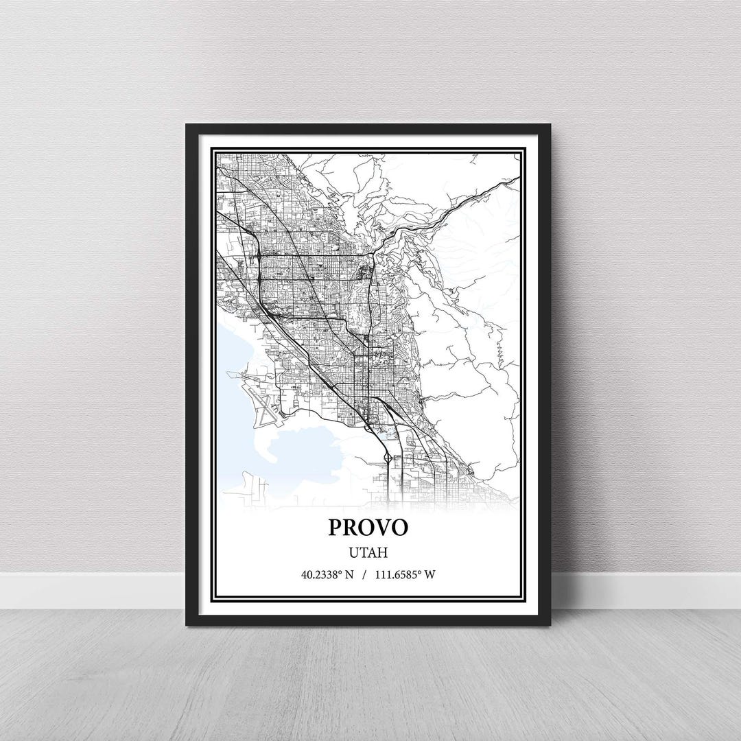Provo Utah Map Poster – Black and White Map Print, Canvas Wall Art - Etsy