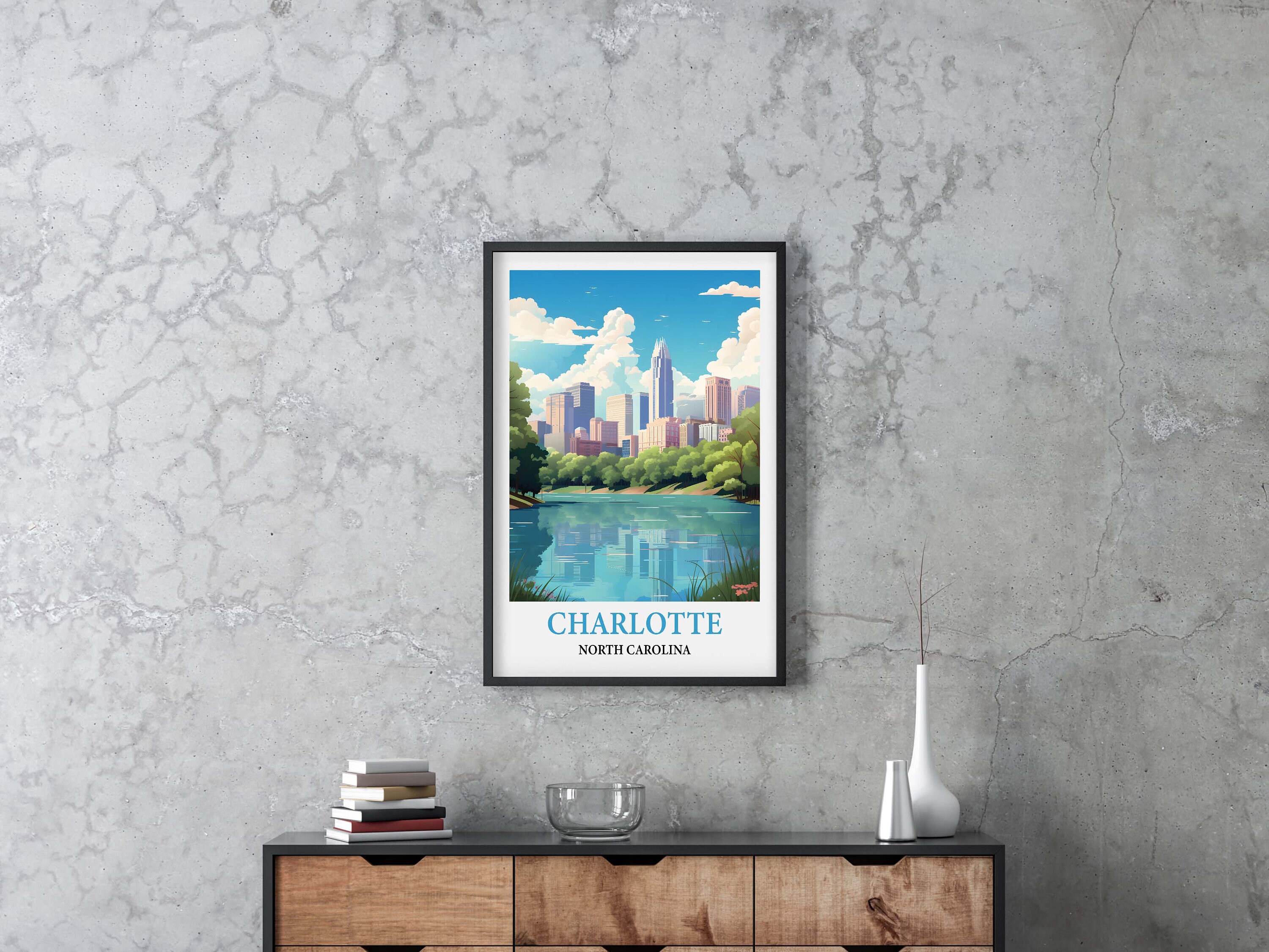 Charlotte North Carolina City Map Poster Charlotte Skyline Art Print ...
